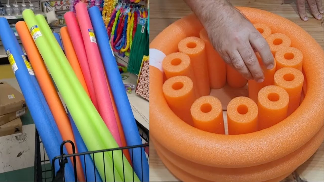 We can't BELIEVE what he did with this pile of pool noodles! 😱 - YouTube