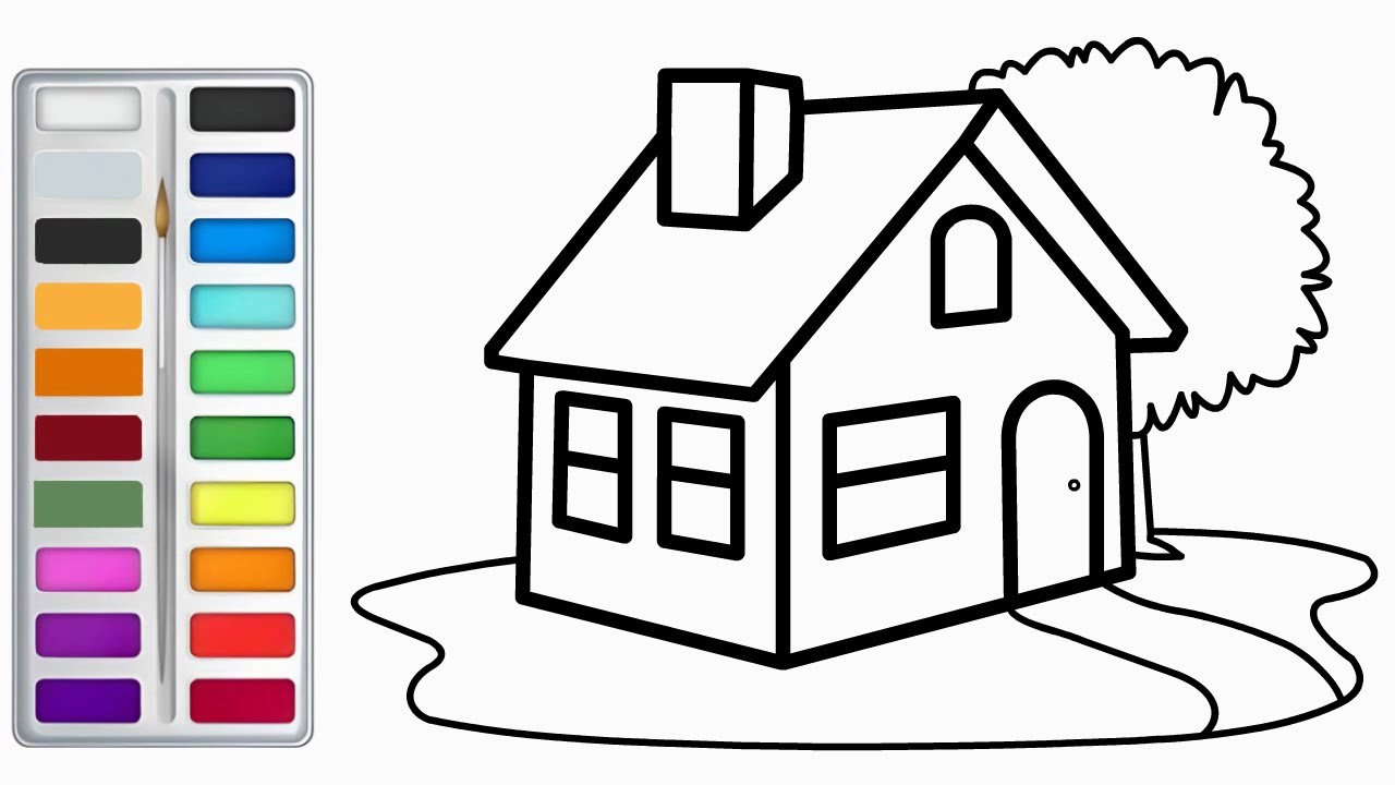 Little House Drawing Coloring and Painting - YouTube