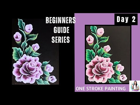 One Stroke Painting tutorial for Beginners | Simple flower acrylic painting ideas Day 2 - YouTube