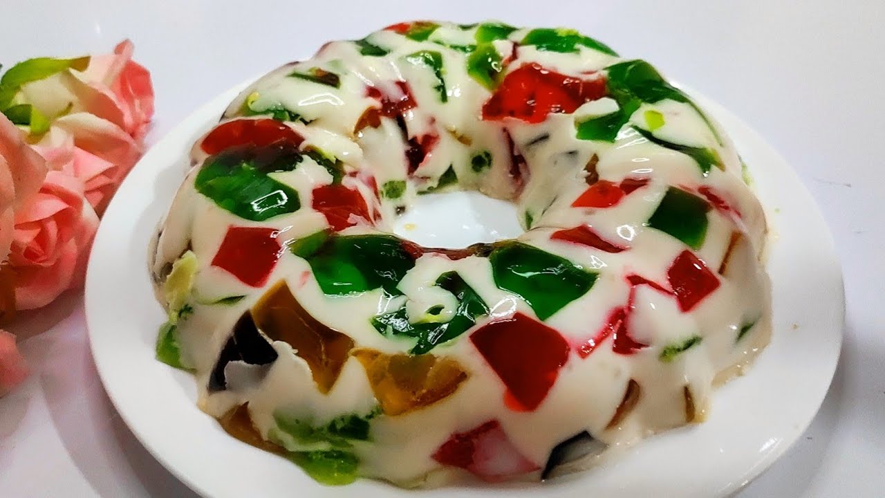 Three Milk Jelly Pudding| Mosaic theme Jiggly pudding| Pinch Of Spices ...