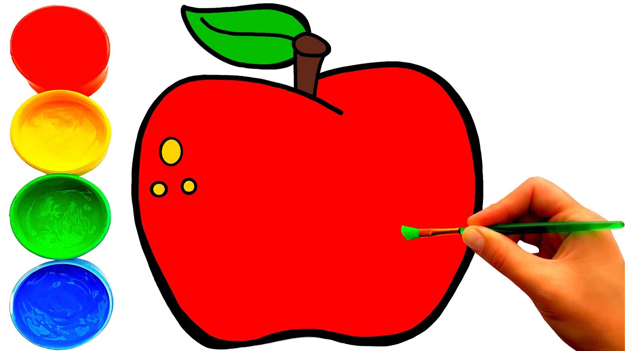 How To Draw a Red Apple Easy Step By Step | Apple Drawing, Painting ...