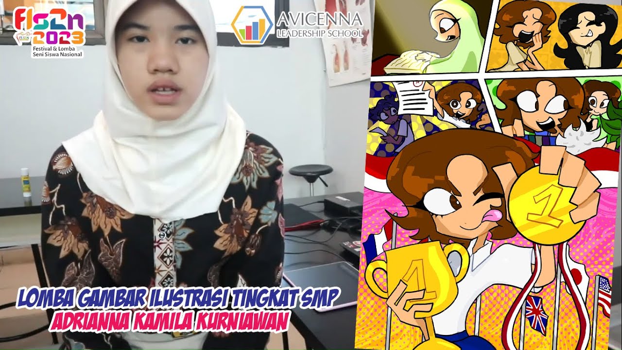 LOMBA GAMBAR ILUSTRASI FLS2N SMP 2023_ADRIANNA_SMP AVICENNA JAGAKARSA - YouTube