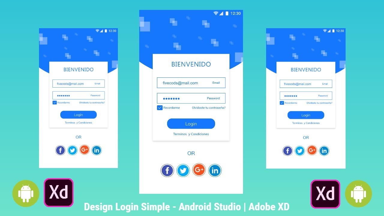 Design Login Simple - Android Studio | Adobe XD - YouTube