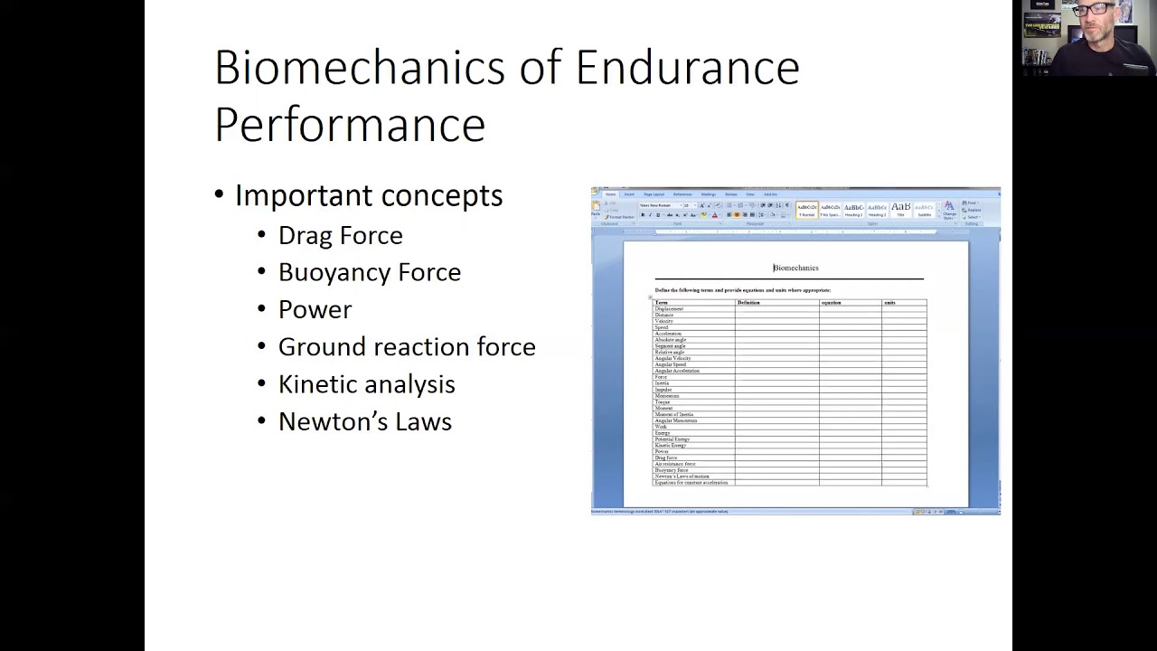 Biomechanics of Endurance Performance - terminology - YouTube
