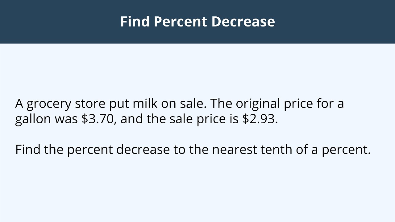 Find Percent Decrease - 2 - YouTube