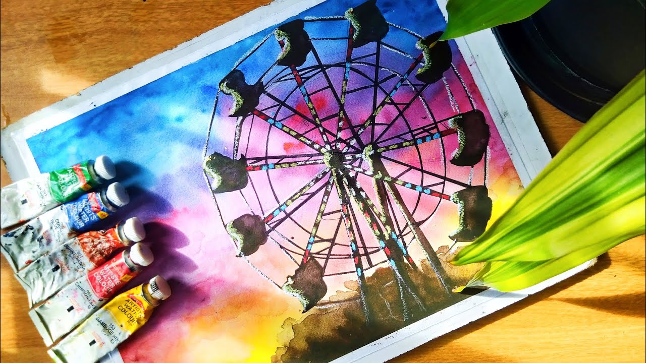 How to draw Simple Ferris wheel - YouTube