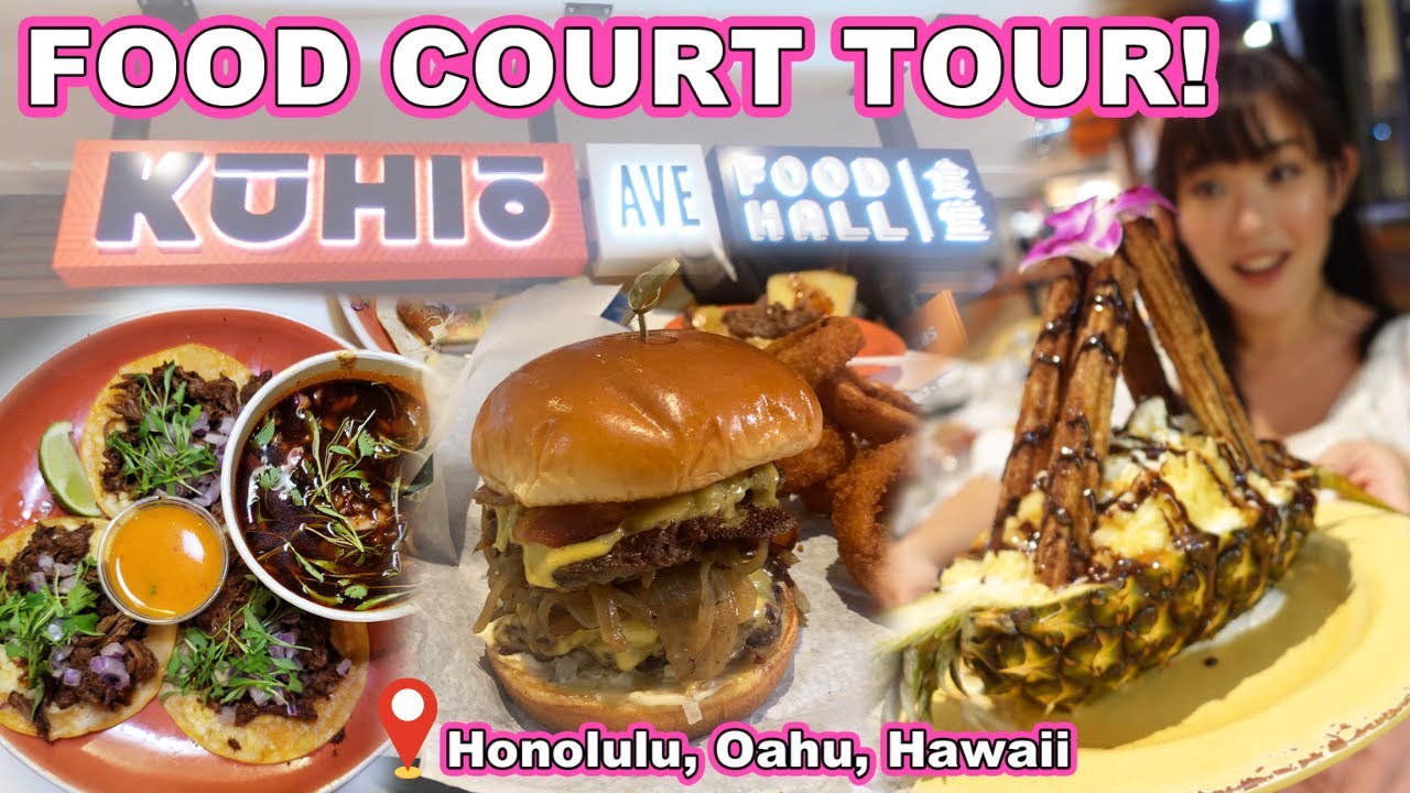 FOOD TOUR of KUHIO AVE FOOD HALL! [Waikiki, Oahu, Hawaii] Food Court ...