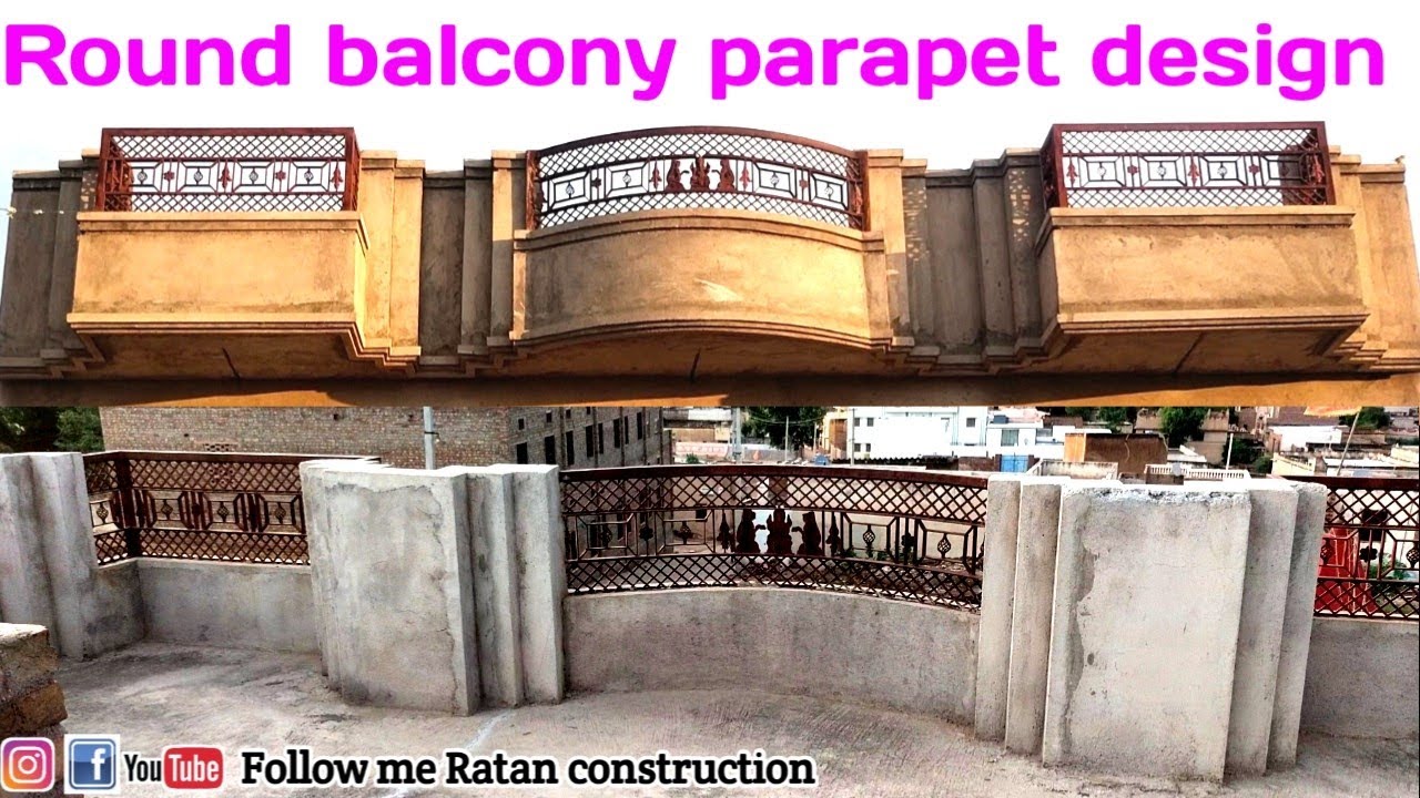 Round balcony design / Front elevation design / Parafet Design / round ...