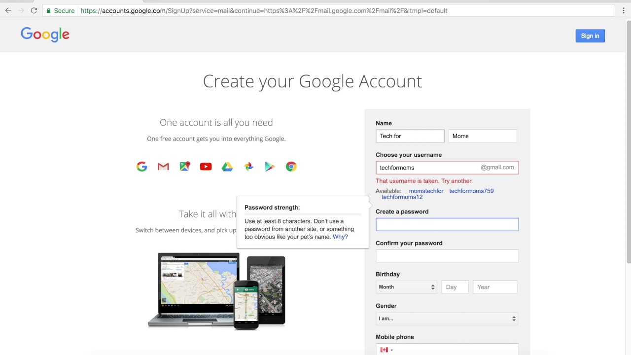 Gmail signup instructions - YouTube
