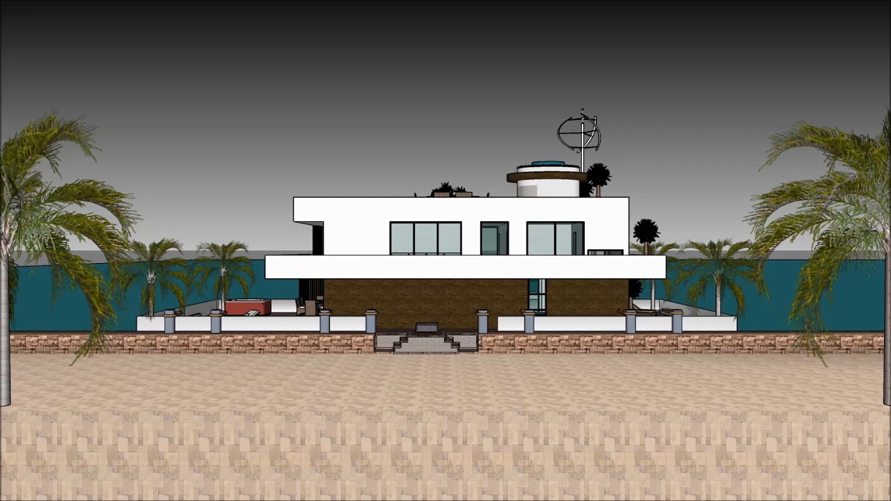 Barge Sketchup floating house design 3D 2018 homes in Malaysia ...