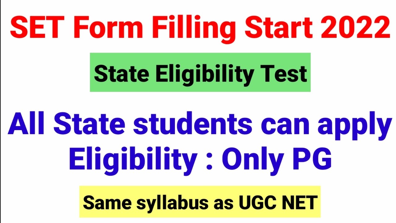 Good news !! SET Exam Notification 2021-22 | State Eligibility Test ...