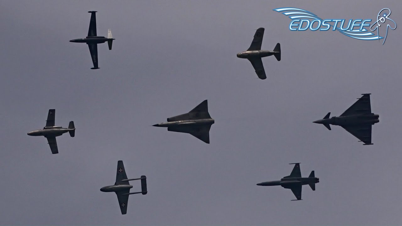Historic Jet Formation - Draken Tunnan Vampire Magister Typhoon Tiger ...