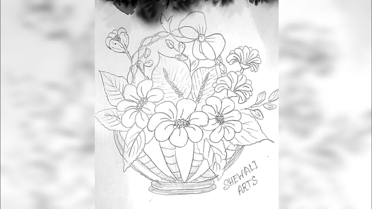 Live Drawing Flower Basket 🪴 How To Draw A Flower Basket Easily ...