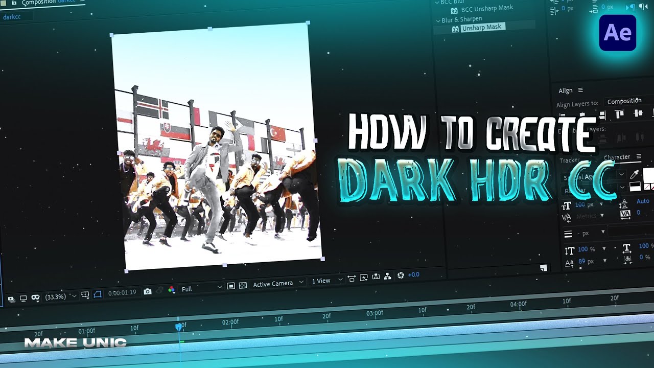 Dark HDR CC in after effects tutorial in TAMIL | Make UNIC - YouTube