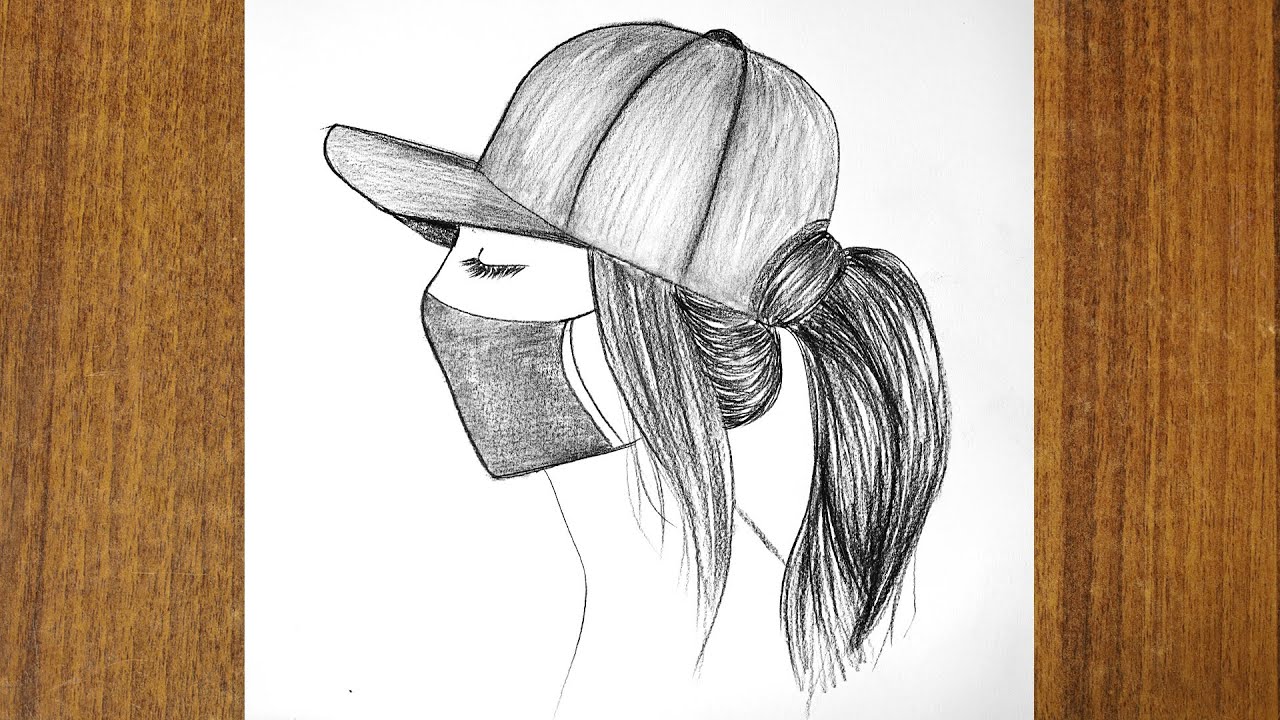 How to Draw a Girl with Mask Drawing || Easy Drawing for Beginners ...