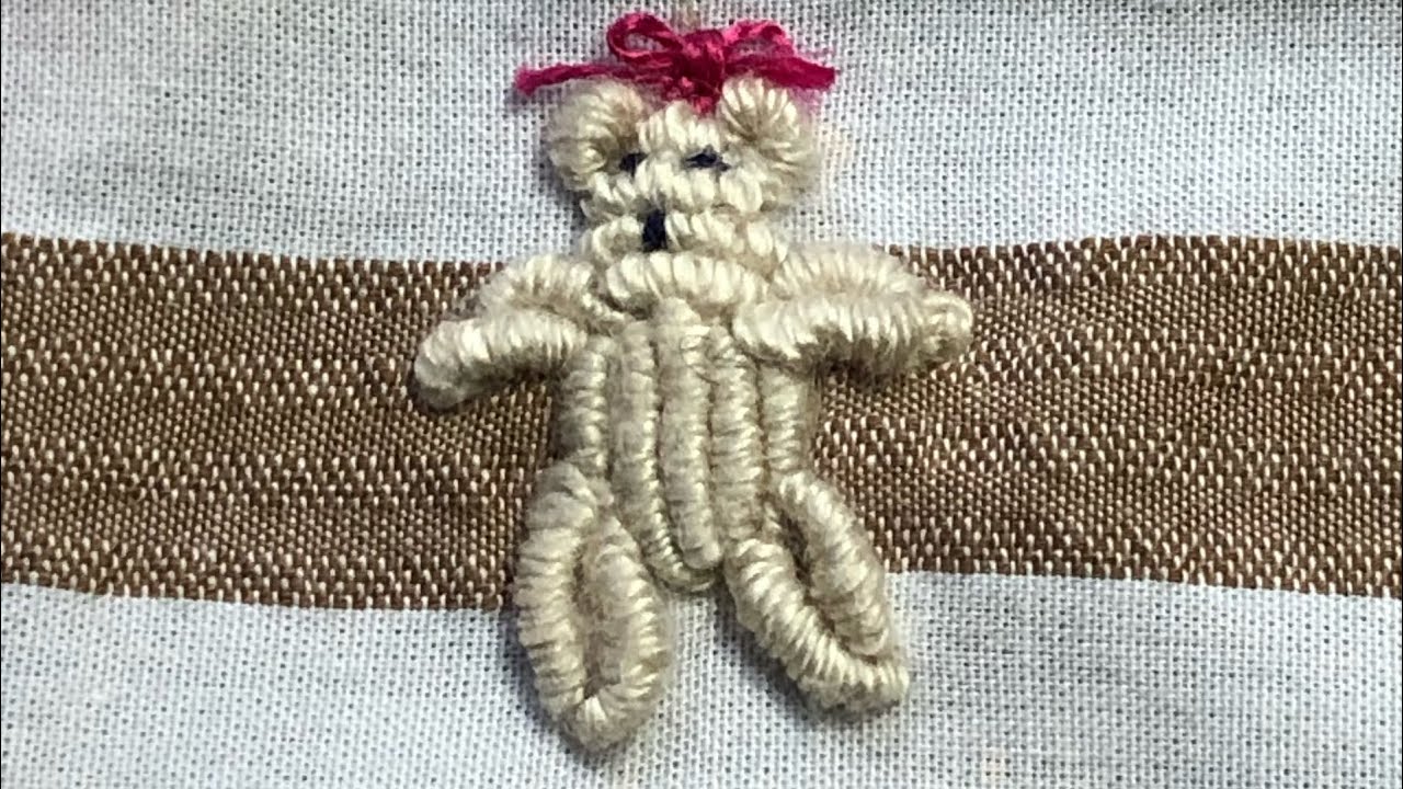 27. Bullion knot teddy bear - stitch along - fabric dictionary of ...