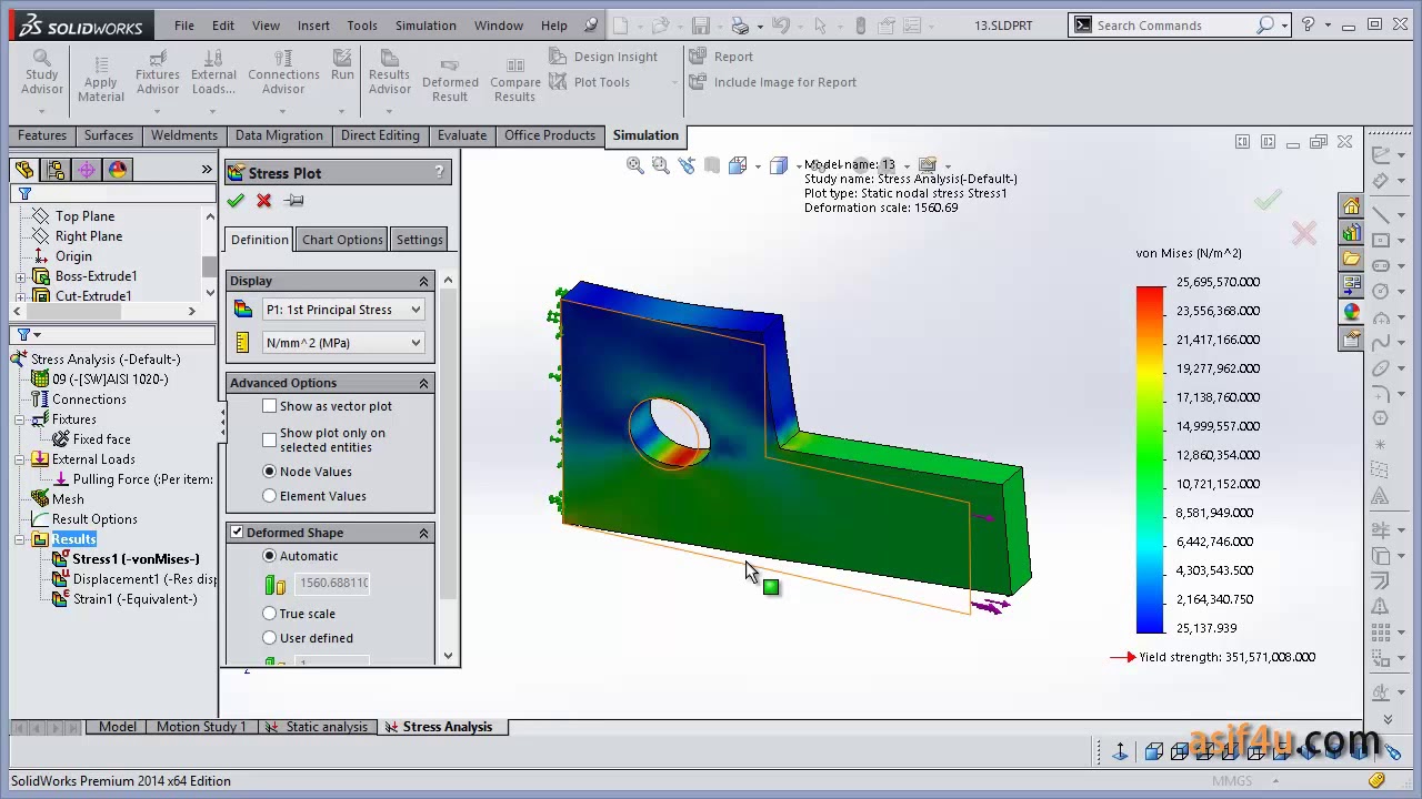 Solidworks Simulation Essential 15 define new Stress plot - YouTube