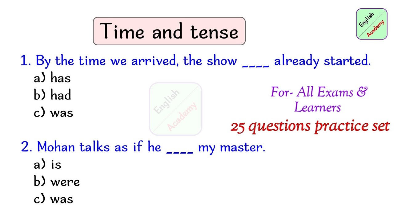 Time and tense practice set (3) English academy by Deepak sir # ...