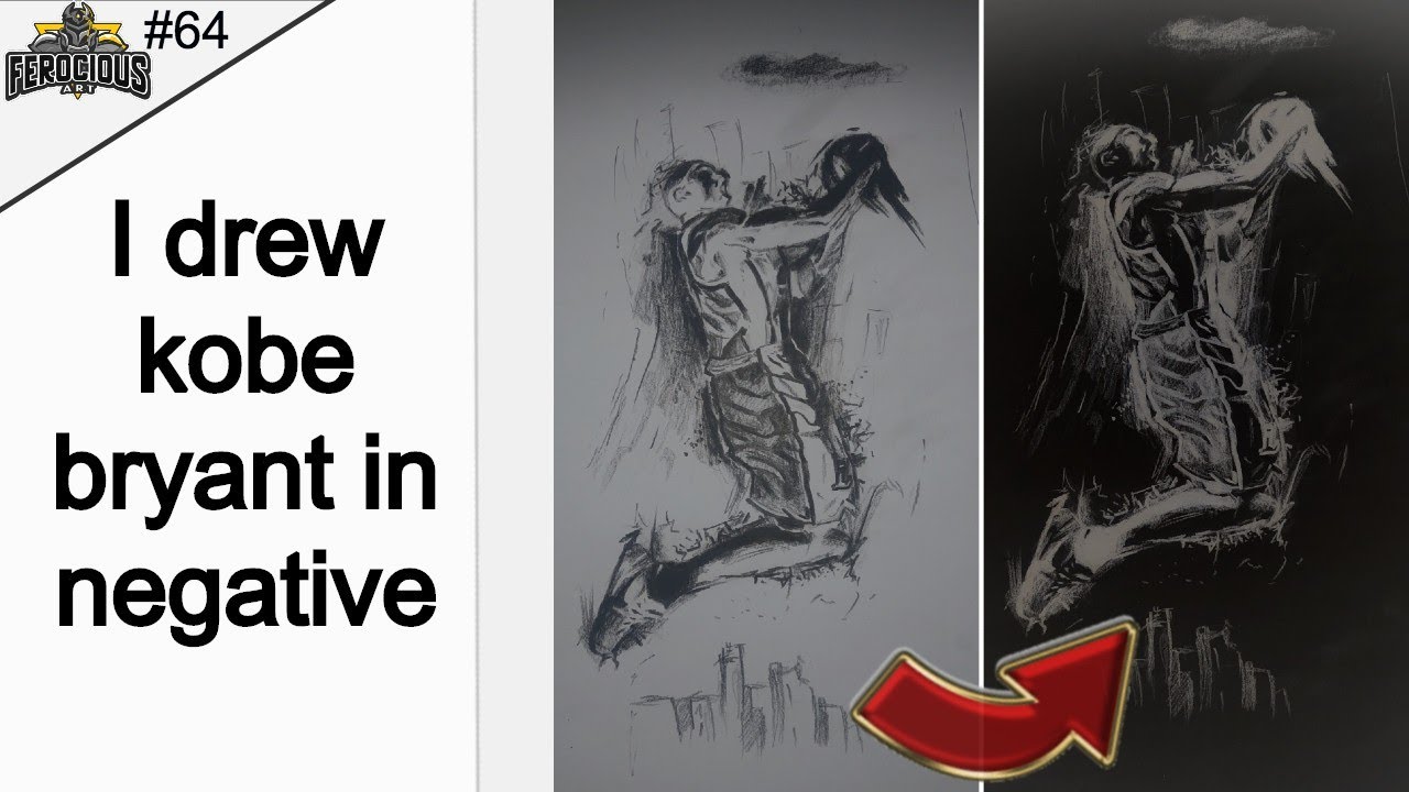 I drew Kobe in negative (day 64/100) - YouTube