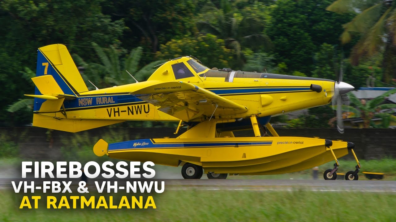 NSW Fireboss 802s depart Ratmalana to Malé | VH-FBX and VH-NWU - YouTube