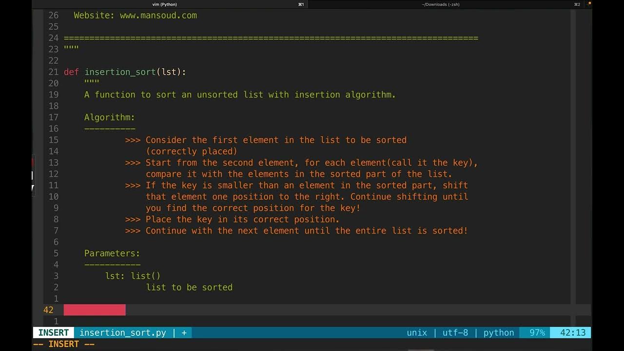insertion sort algorithm - YouTube