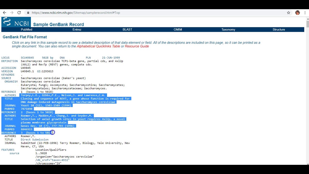 NCBI Genbank (Sequence) Flat File y Revision History (Revisión ...