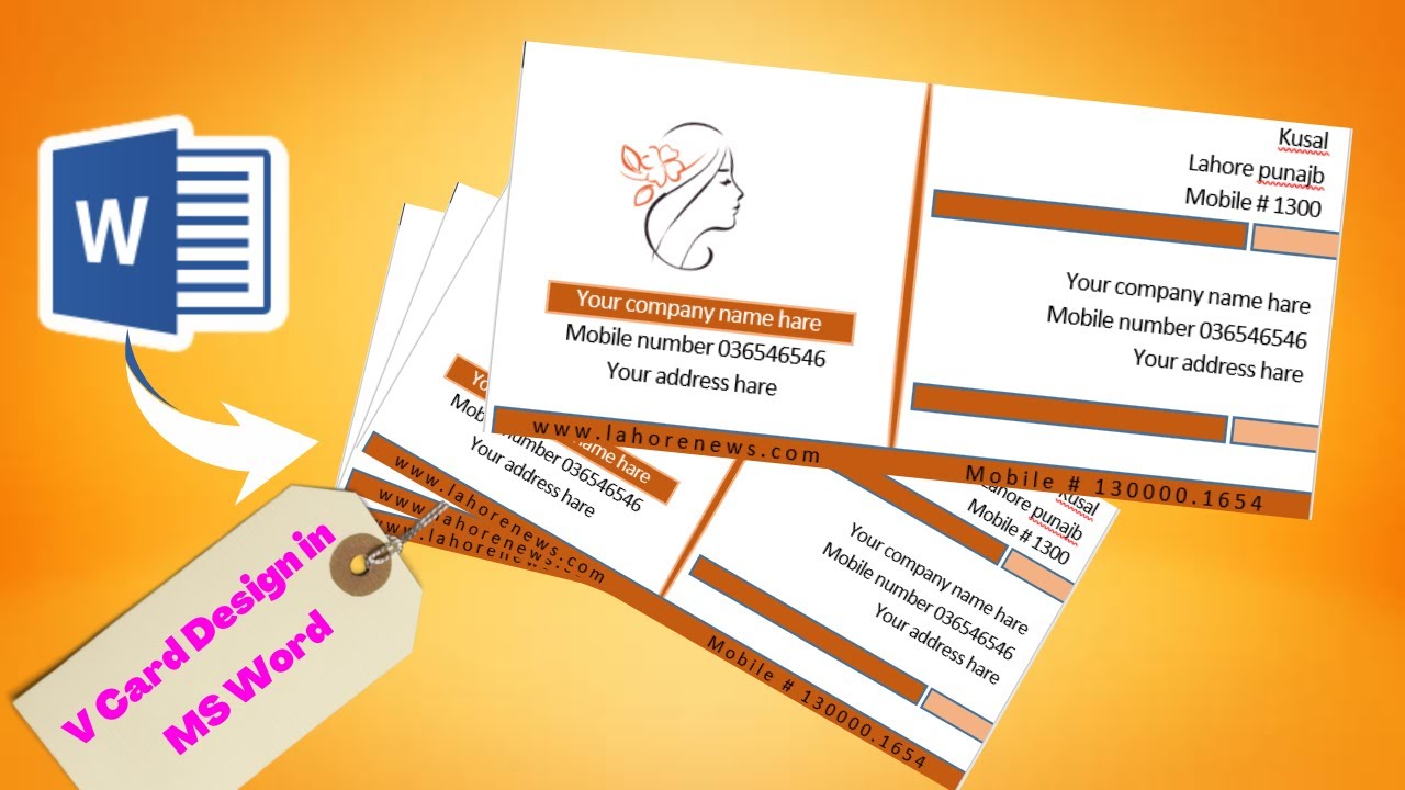 How to make visiting card design tutorial in MS Word || MS Word Design ...