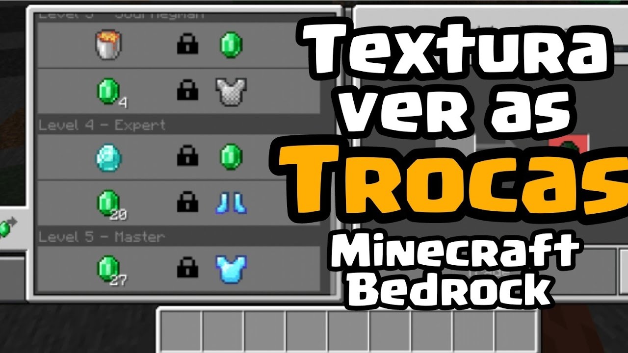 MINECRAFT BEDROCK TEXTURA PARA VER AS TROCAS - YouTube