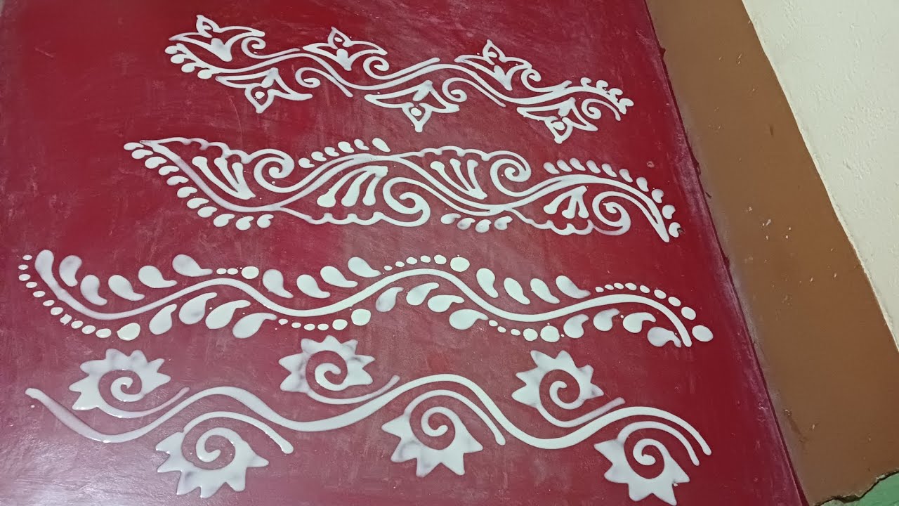 simple 4 steps door alpona design//very easy door alpona//simple alpona ...