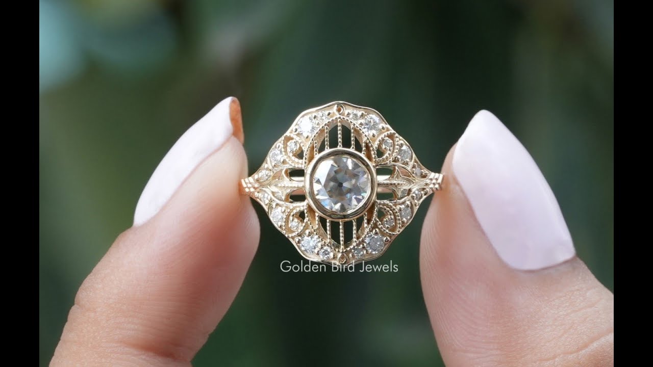 Colorless Old European Round Cut Art Deco Ring - YouTube