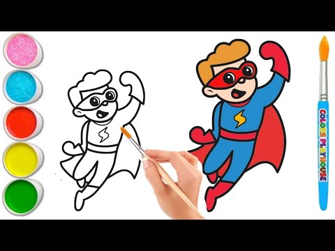 How to draw Super hero for kids| Super hero drawing and colouring step ...