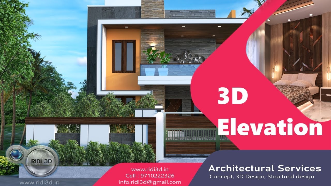 3D Elevation Design | Beautiful Duplex House | ridi3d - YouTube