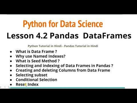 Data frames in Pandas | Data frames in Pandas in Hindi | Data Frames in Python - YouTube