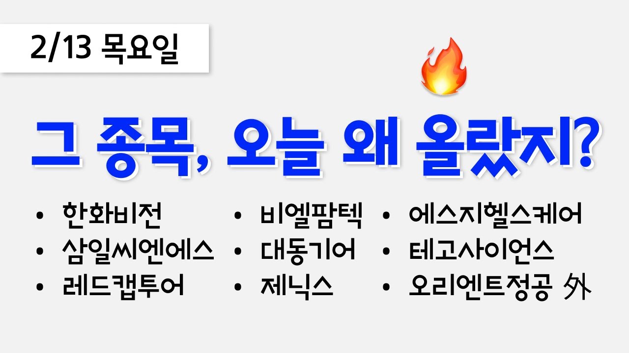 오늘 상한가 급등 종목과 이유 한화비전 삼일씨엔에스 레드캡투어 비엘팜텍 에스지헬스케어 대동기어 제닉스 테고