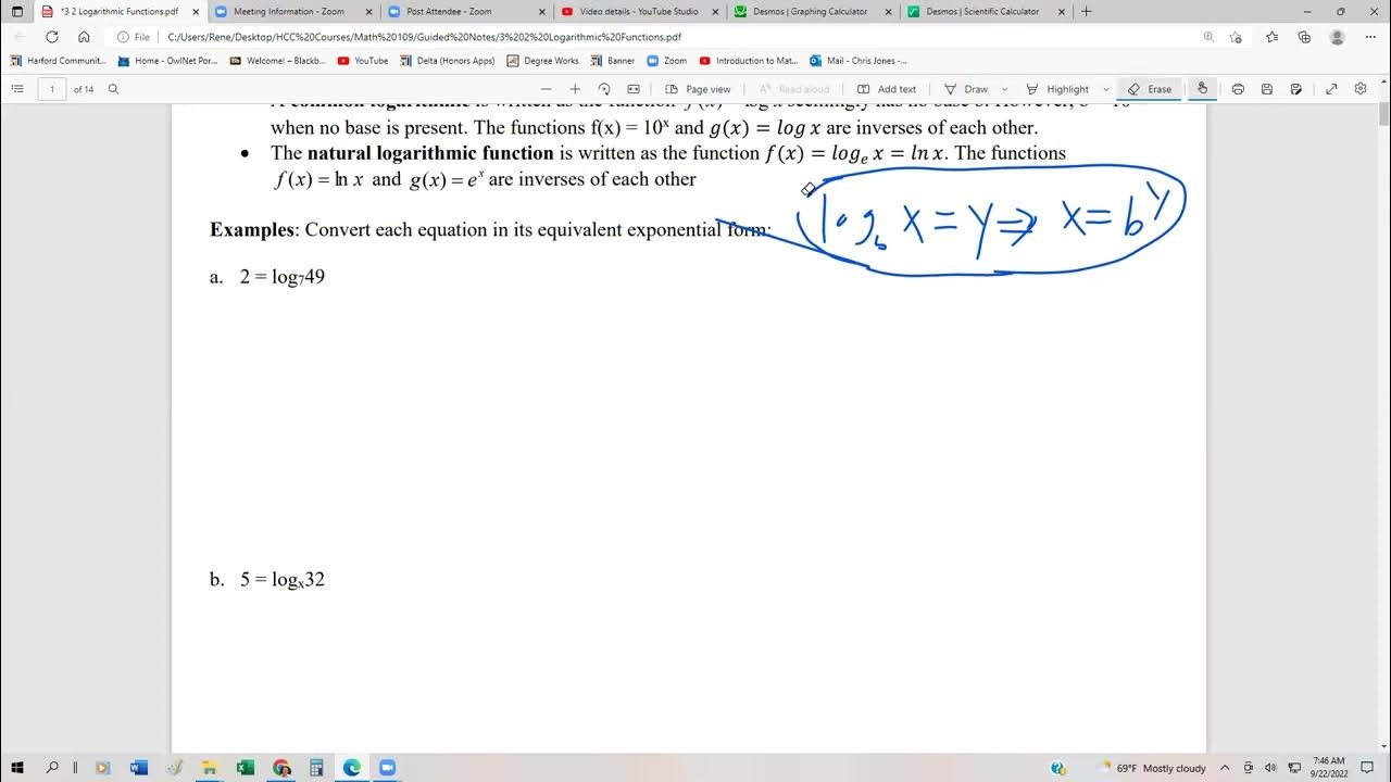 3 2 1 Logarithmic Functions - YouTube