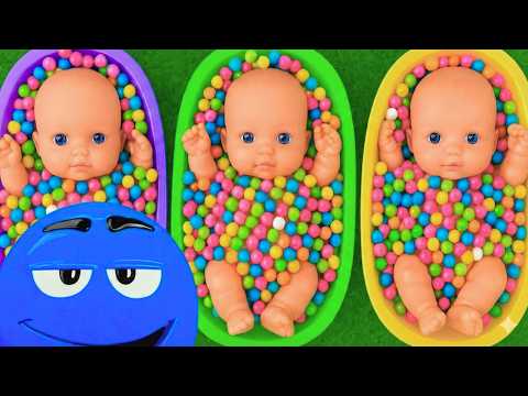 9 Minutes Satisfying with Full of 3 Rainbow BathTubs Candy with M&M's & Magic Slime Cutting Video