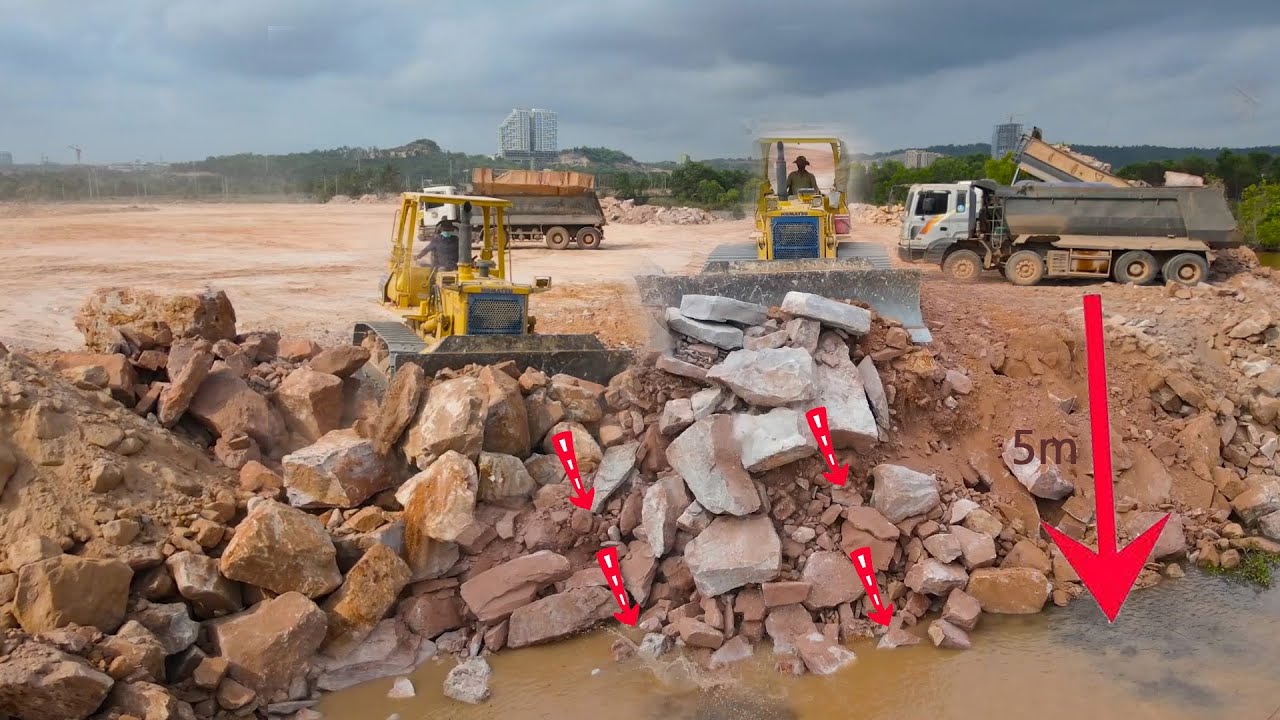 Amazingly Mighty Machines Dozer Push Big Stone Shattering In Water ...