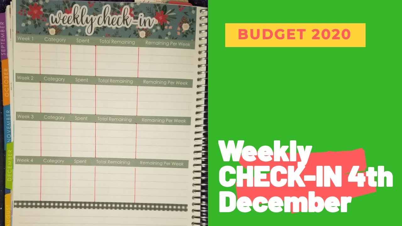 Weekly CHECK-IN|| December 2020|| Budgeting|| Last Check-in for 2020 ...