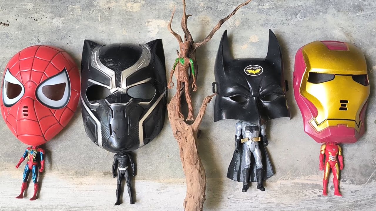 Topeng Superhero keren, Spiderman, Iron Man, Black Panther, Groot, Bat ...