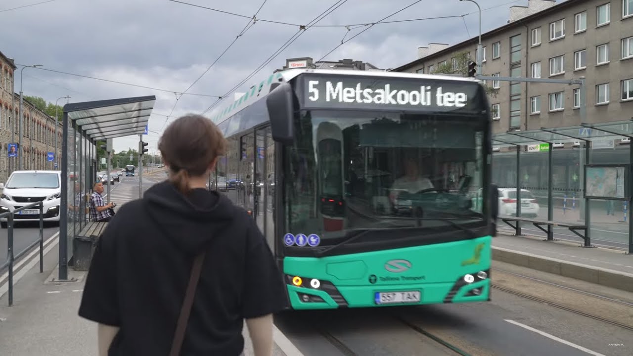 Estonia, Tallinn, bus 5 ride from Vineeri to Kosmos - YouTube