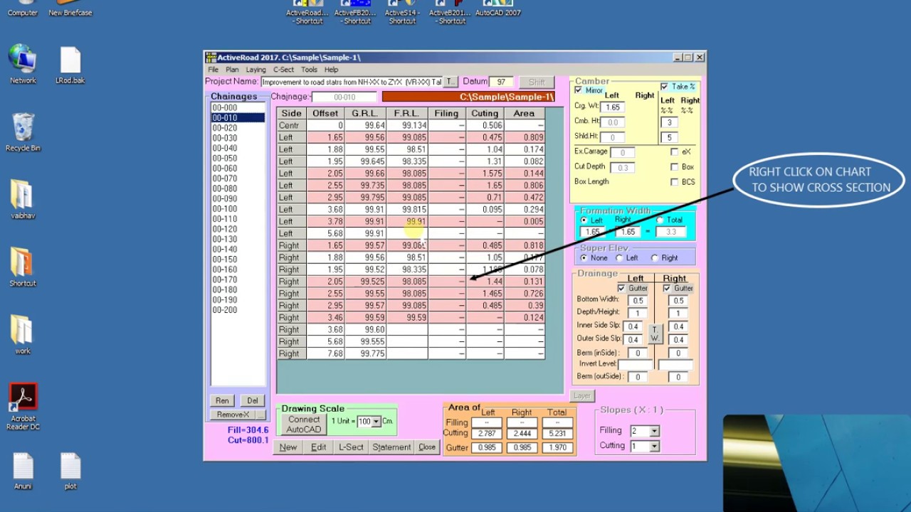 HOW TO DRAW CROSS SECTION ON AUTOCAD BY USING ACTIVE ROAD SOFTWARE ...