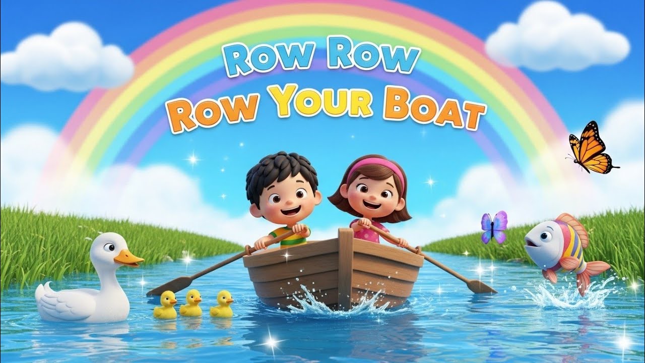 Row Row Row Your Boat 🚤 | Classic Nursery Rhyme Song for Kids | Sing ...
