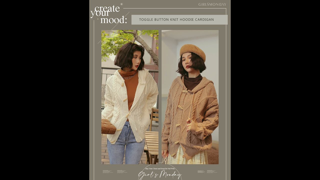 TOGGLE BUTTON KNIT HOODIE CARDIGAN - YouTube