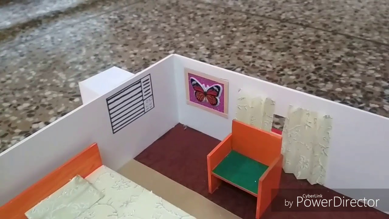How to make Bedroom Model with sunboard - YouTube