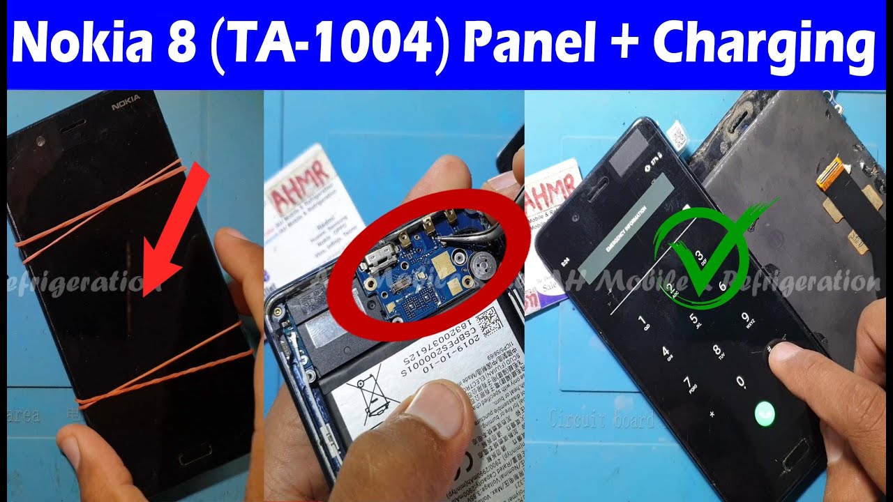 Nokia 8 (TA-1004) Charging Board + Panel Display and Replacement in ...