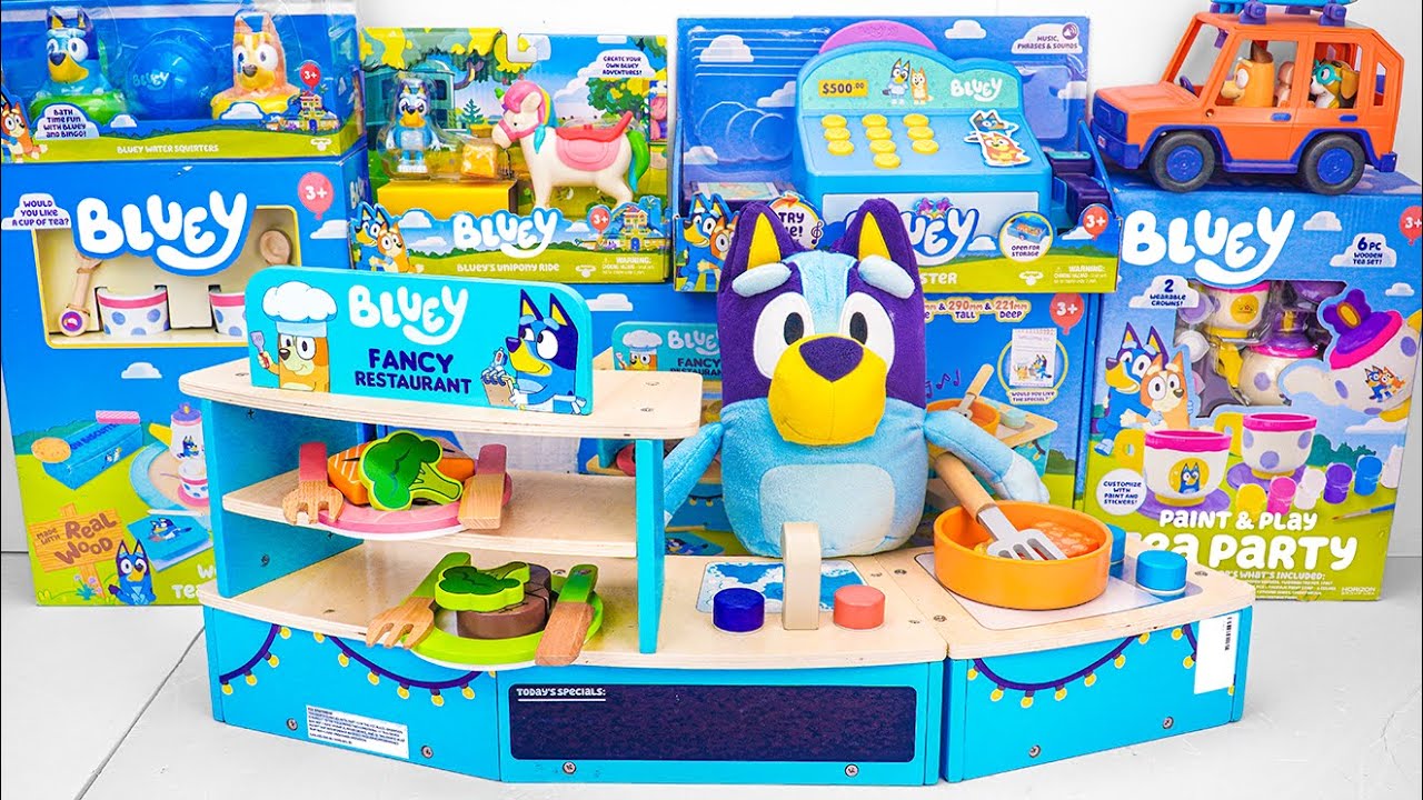 Bluey Toy Collection Unboxing Review 💙 Bluey Tabletop Restaurant ...