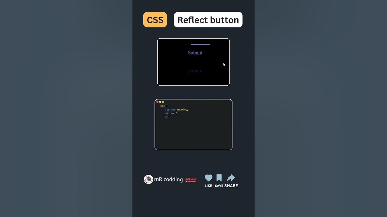 Button Reflect In Css Button Reflect Mrcodding Shorts Css Tutorial Webdevelopment Youtube