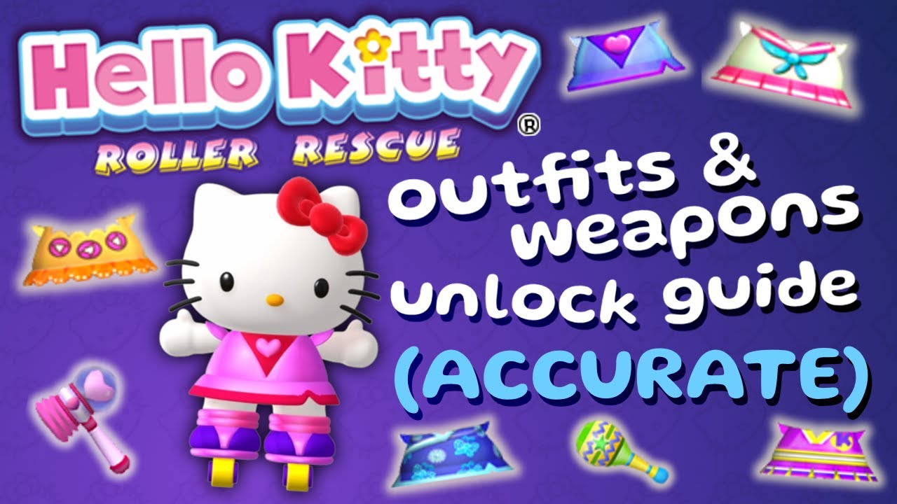 How to unlock all outfits & weapons in Hello Kitty Roller Rescue - YouTube