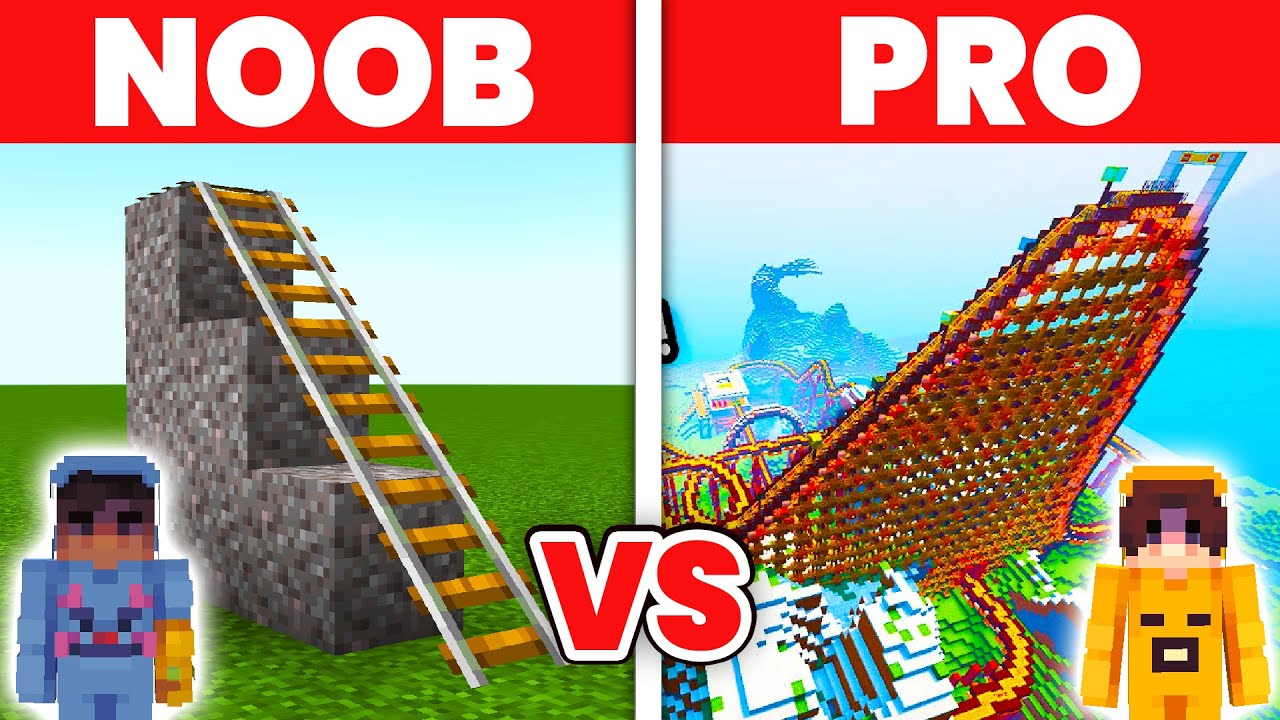 Minecraft NOOB vs PRO: ROLLER COASTER BUILD CHALLENGE - YouTube