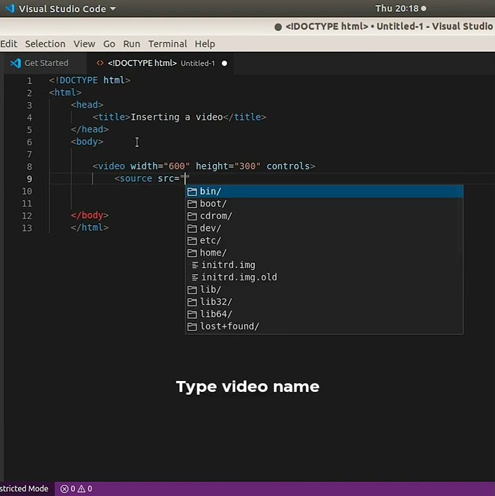 Insert a video in webpage using HTML | VS Code | #shorts - YouTube